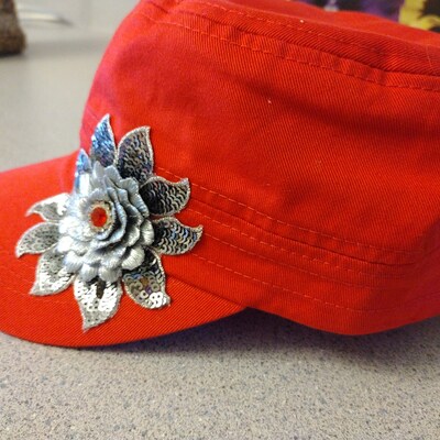 Womens Cadet Hat Black and White Military Hat With Flower - Etsy