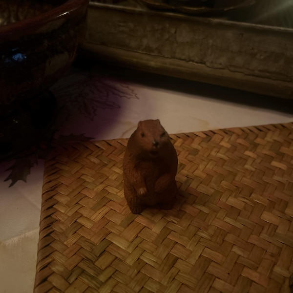 Handmade Clay Groundhog Figurine: Marmot Tea Pet, Woodchuck Gift for ...