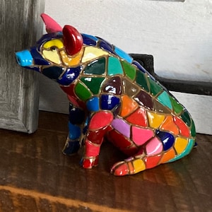 Mosaic Blue Bull Statue With Big Horns Made With Marble Dust and With ...