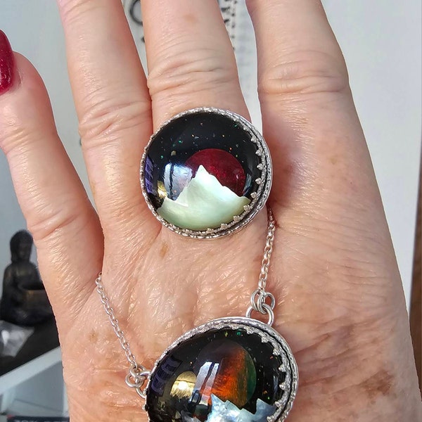 Moon and Stars Sterling Silver Ring, Gothic Birthday Gift, Celestial ...