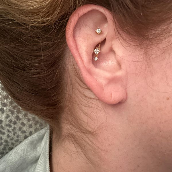 16G Gold Colored Rook Earring/curved Barbell/eyebrow Ring/daith Earring ...