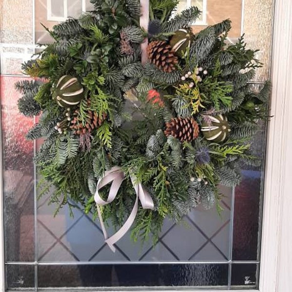 Fresh Christmas Door Wreath Modern Luxury - Etsy