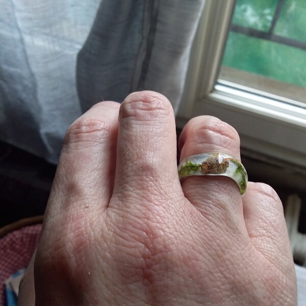 Lichen Wooden Winter Ring, Wood Forest Ring, Nature Moss Wedding Rings ...