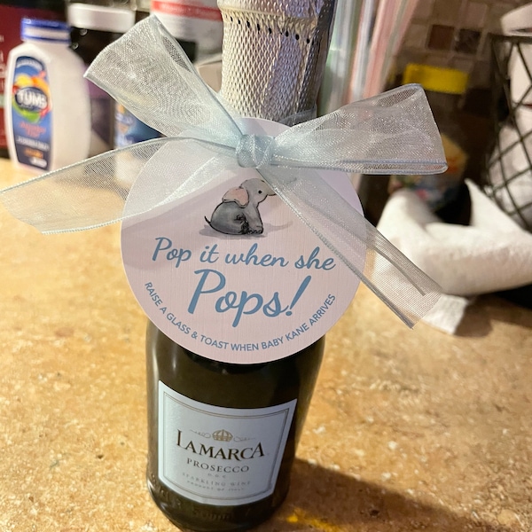 Pop It When She Pops Personalized Baby Shower Mini Champagne Bottle ...
