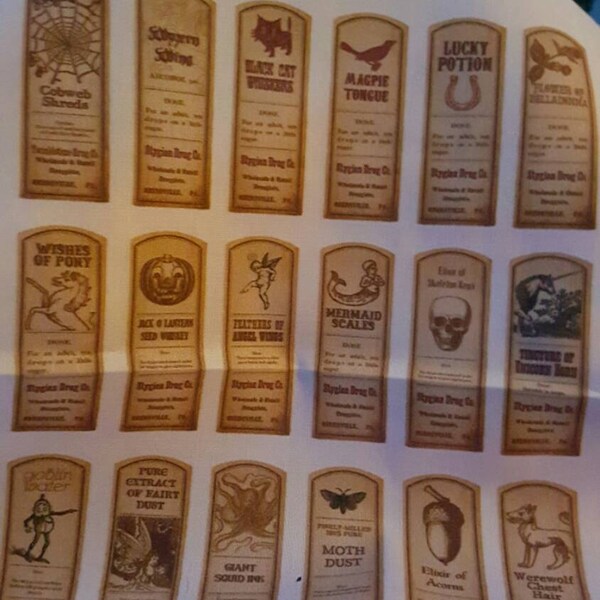 Fantasy Magic Potion Labels Digital Collage Sheet 18 Labels for ...
