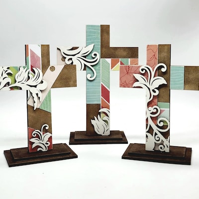 Flourish Farmhouse Style Cross Trio SVG Digital Download for Glowforge ...