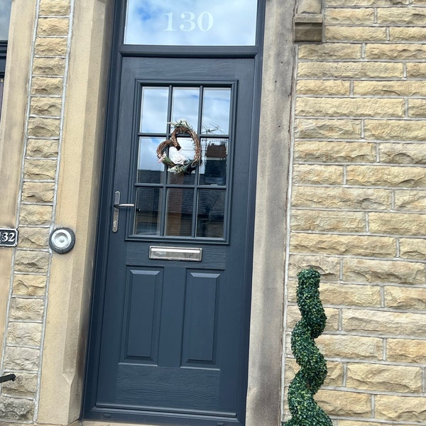 Traditional House Door Number Victorian Frosted Etched Vinyl Sticker ...