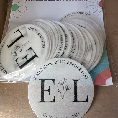 50 Personalized Edible Drink Toppers Quinceañera XV Design Custom Wafer ...