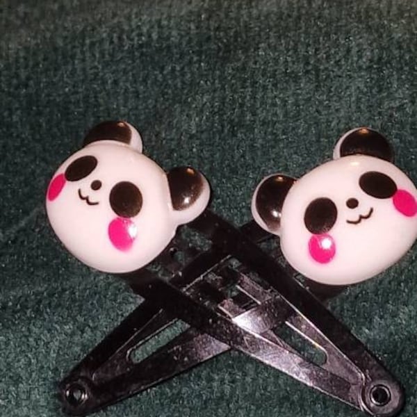 Panda Snap Hair Clips - Pack of 2 - Black - Etsy