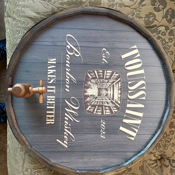 Personalized Bourbon Barrel End Sign With Spigot - Etsy
