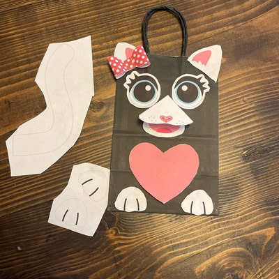 Cat Valentine Bag or Box Printable Decor Kit 3D Snout, Paws, Tail ...