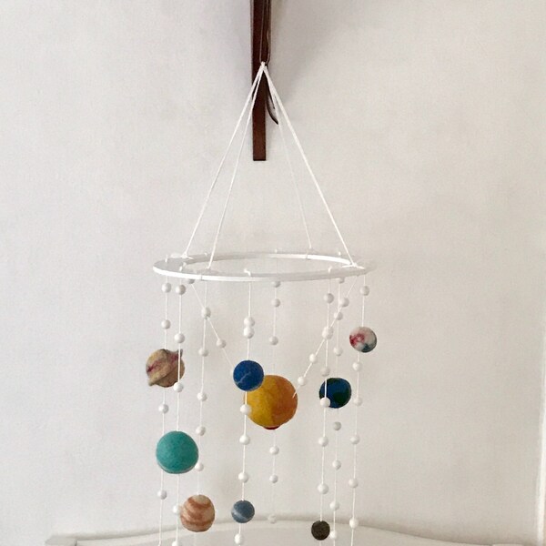 Solar System Felt Ball Mobile - Felted Planets 2cm Wool - FREE SHIPPING ...