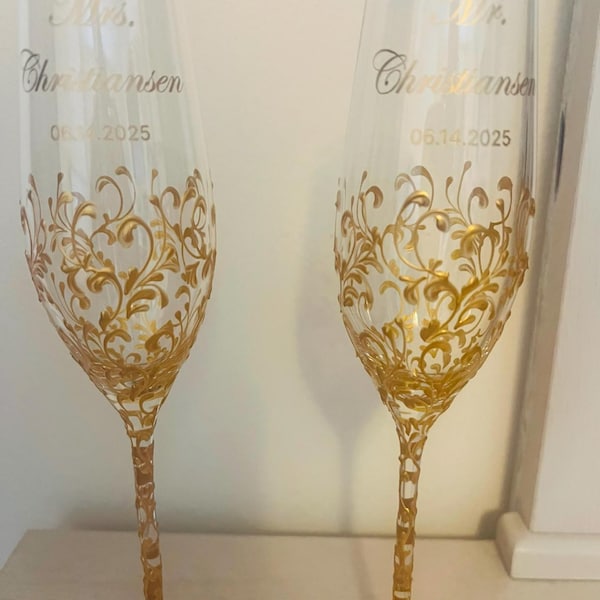 Personalized Wedding Toasting Glasses for Bride and Groom Anniversary ...
