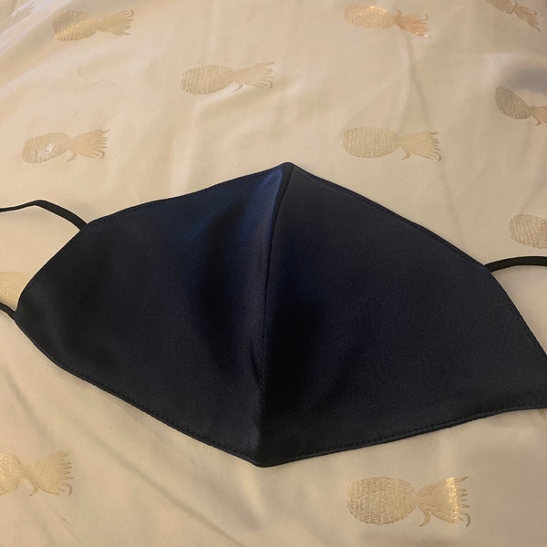 3 Layer 100% Silk Satin Mask Filter Pocket Satin Mask Sensitive Skin ...