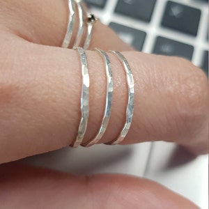 Sterling silver hammered stacking ring | Etsy