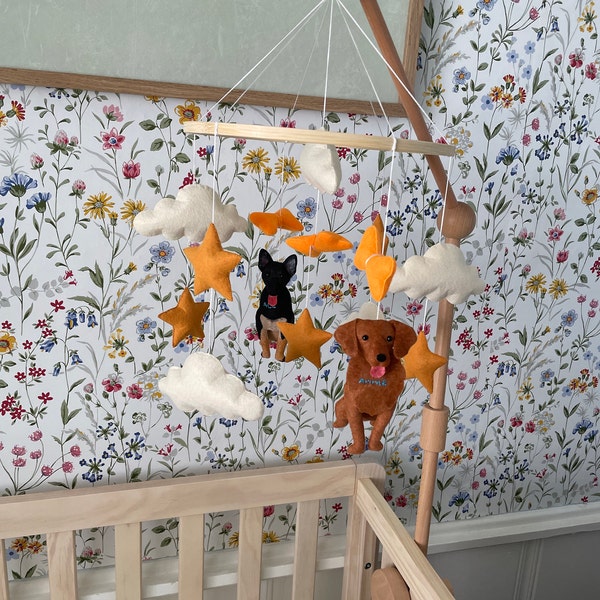 Custom Dog Baby Mobile, Personalized Baby Nursery, Puppy Baby Mobile ...