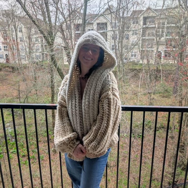 Cloud Cardigan PATTERN - Crochet Hooded Soft Fluffy Puffy Oversized ...