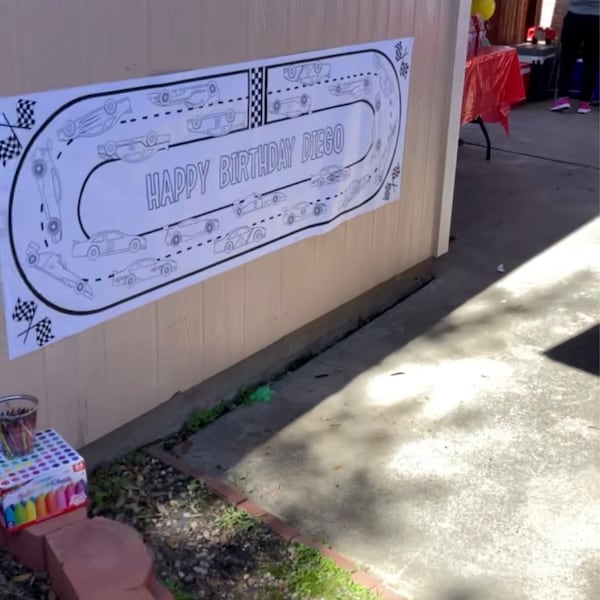 Race Car Coloring Table Runner, Race Cars Birthday Coloring Page, Cars ...