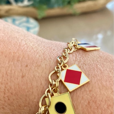 Nautical Code Flag Bracelet, Personalized, Gold or Silver - Etsy
