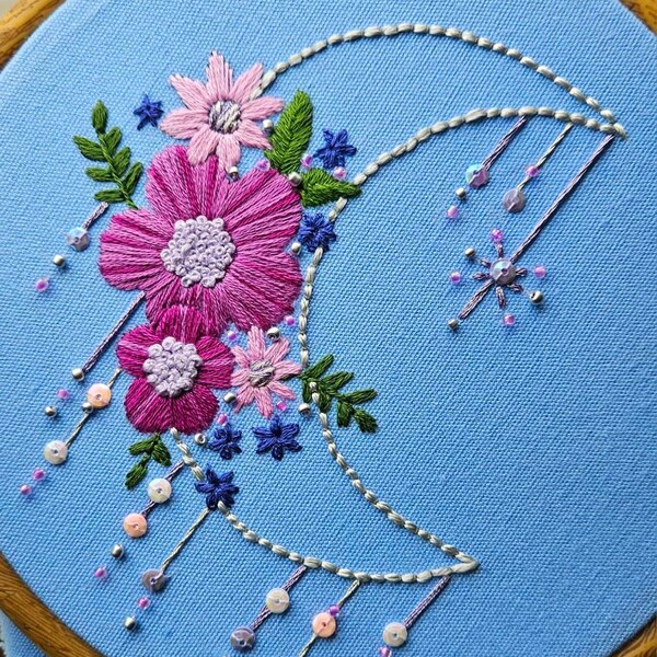 Decorative Moon Embroidery Pattern Digital Download, Celestial Moon ...