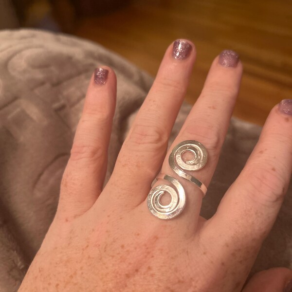 Silver Spiral Ring, Silver Swirl Ring Adjustable Ring, 925 Silver Ring ...
