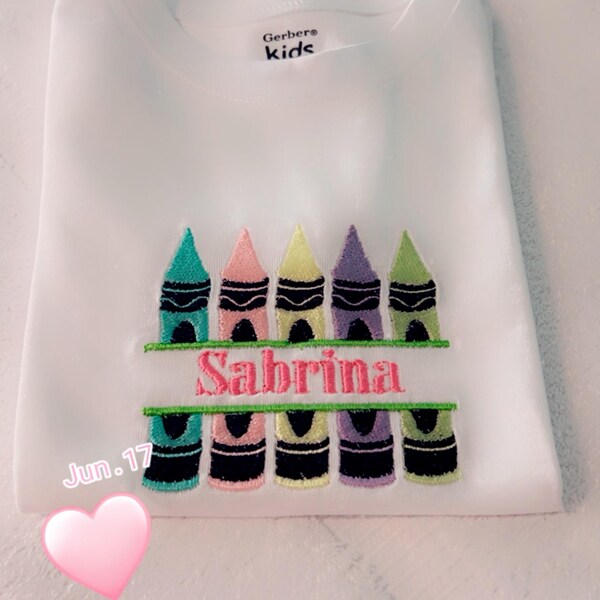 School Machine Embroidery Design, Crayons Embroidery Designs,name Drop ...