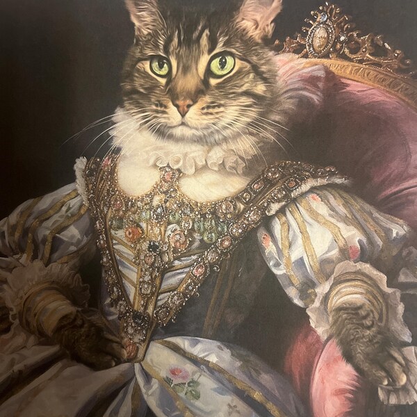 Custom Cat Portrait, Renaissance Dog Painting, Pet Lovers Gift, Royal ...