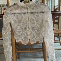 Sheer Tulle Pearl Topper With Long Sleeves. Modern Bridal Top ...