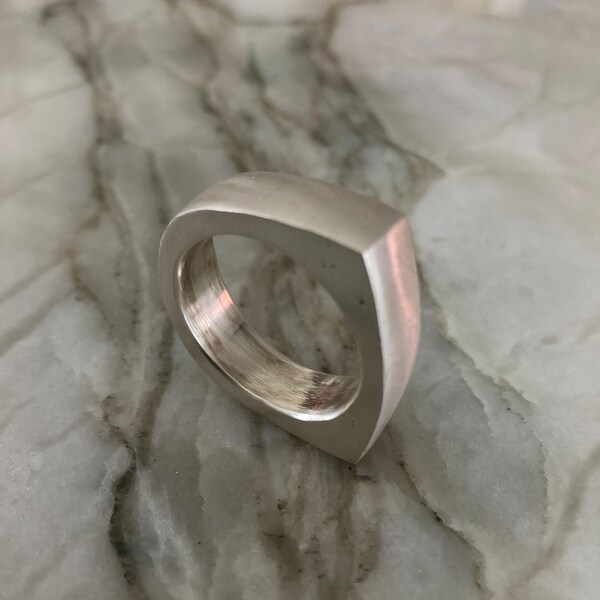 Silver Square Ring Sterling Silver Square Ring Mens Square Ring Womens ...