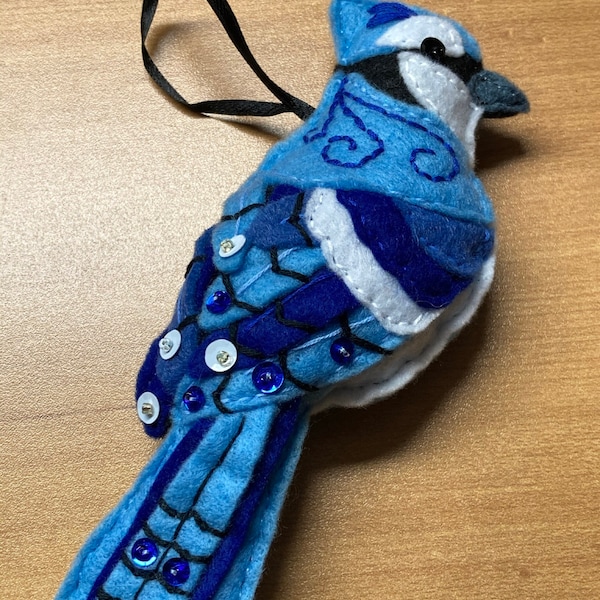 Blue Jay Sewing Pattern PDF - Backyard Bird Stuffed Ornament - Felt ...