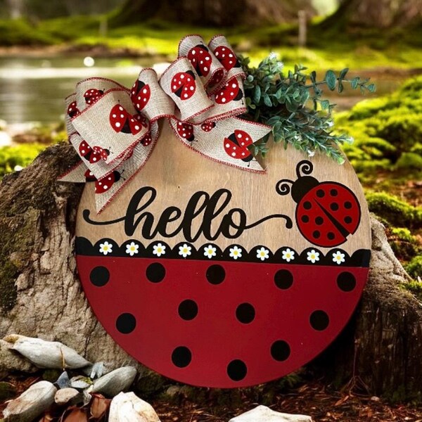 SVG- Hello Lady Bug With Black & White Ladybug-polka Dot and Daisy ...