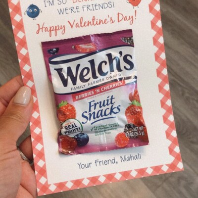 Valentines Day Fruit Snack Card Printable I'm so Berry Happy We're ...