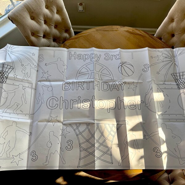 Construction Birthday Party Coloring Tablecloth Heavy Equipment Themed ...