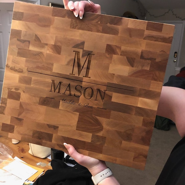 Name & Initial Personalized Butcher Block Cutting Board, Housewarming ...