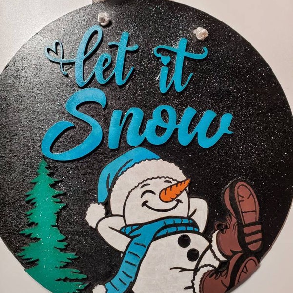 Funny Snowman Door Sign Lasercut File Svg, Let It Snow Svg,christmas ...