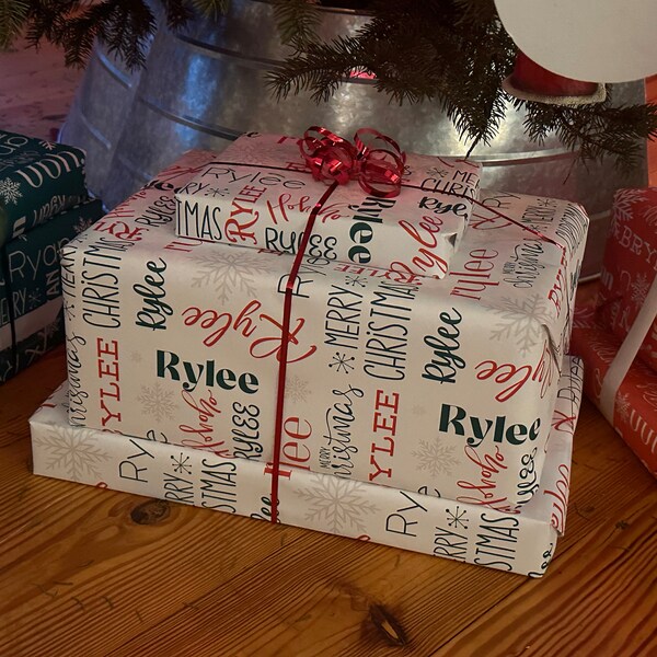 Custom Name Wrapping Paper, Personalized Christmas Wrapping Paper Roll ...