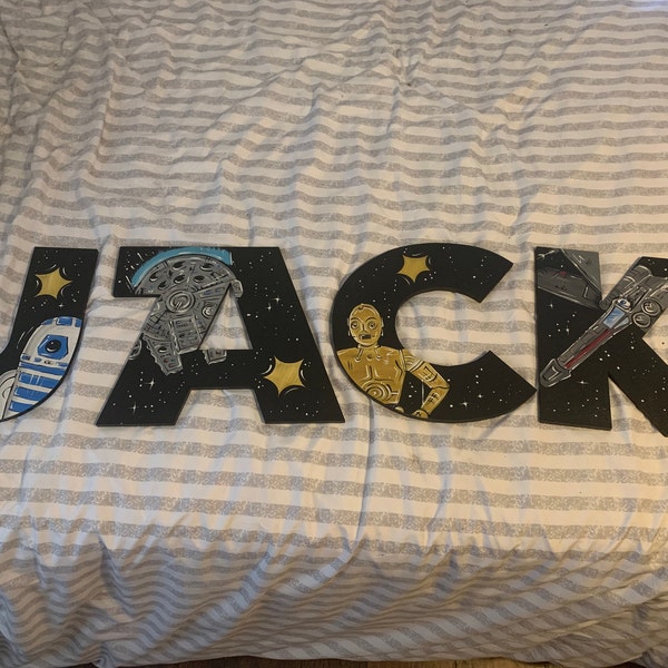Star Jedi Space Wars Painted Letters, Black Star Jedi Painted Letters ...