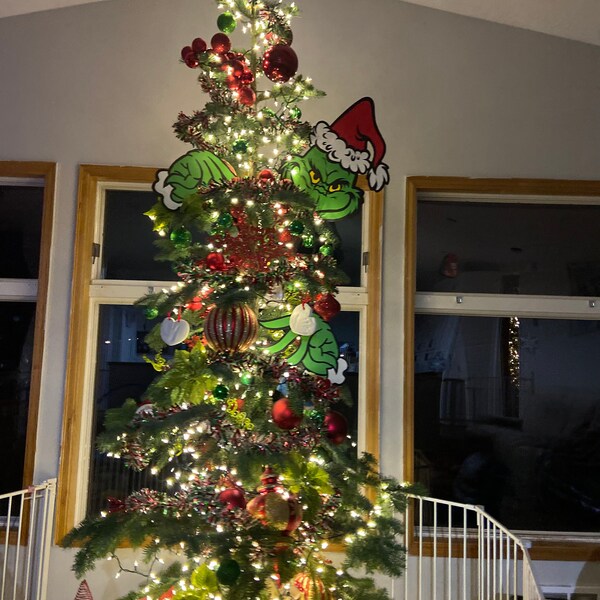 Wooden Grinch Christmas Tree Topper - Etsy