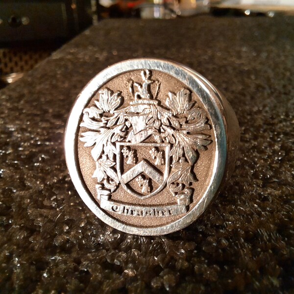Custom Family Crest Signet Ring, Sterling Silver Anniversary Gift - Etsy