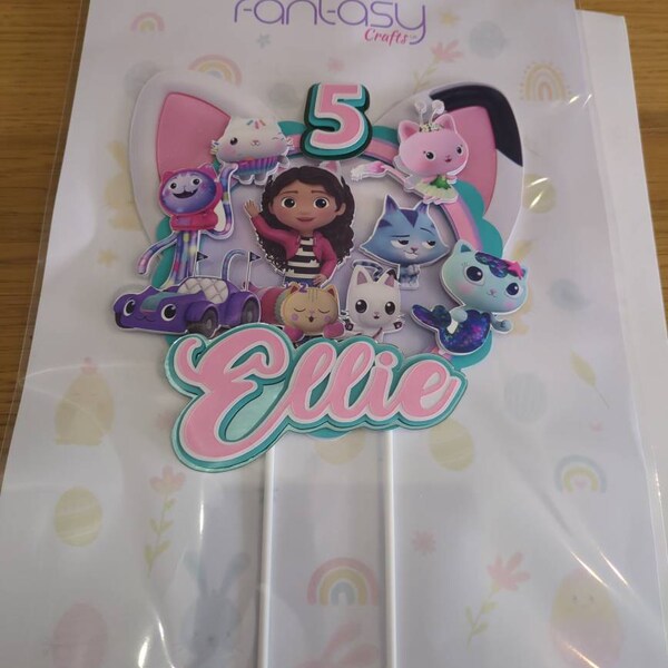Personalised Gabby Dollhouse Cake Topper 3D With Name and Age - Etsy