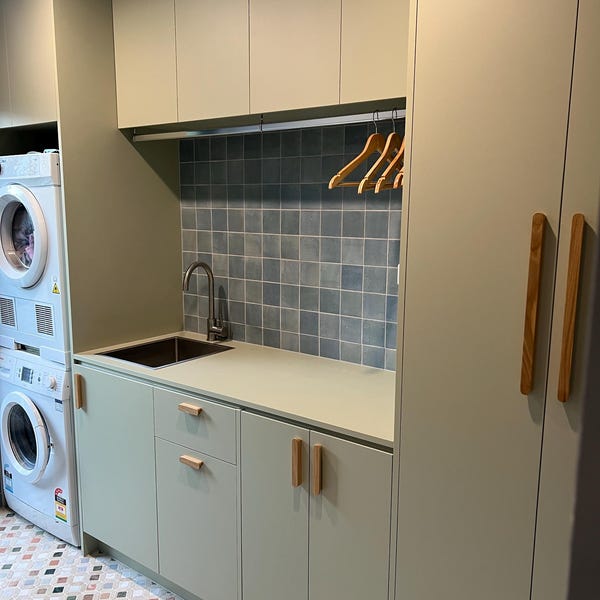 H04 Line Wooden Handles, Solid Oak, Circle Ends, Long Cabinet Pulls ...