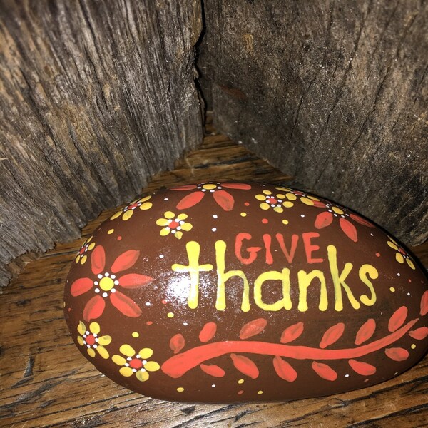 Give Thanks Painted Rock: Thanksgiving Harvest Decor - Etsy