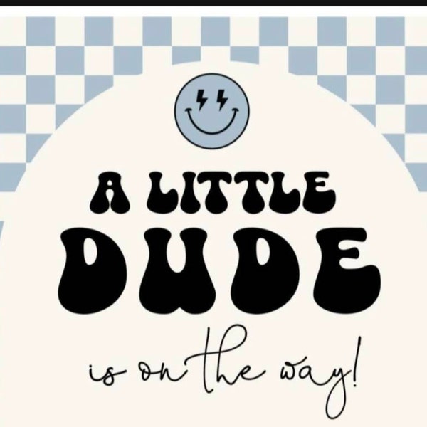 Little Dude Baby Shower Invitation Bundle, Little Dude is on the Way ...