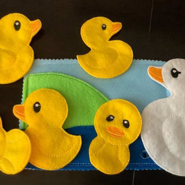 5 Little Ducks Felt Quiet Book Toddler Page and Flannel Board Play Set ...