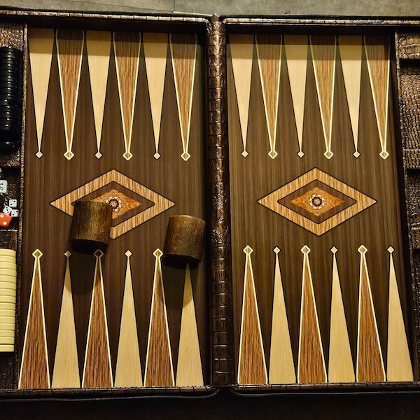 Personalized Leather Backgammon Set, Handmade Backgammon Holiday Gift ...