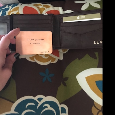 Gift for Mom From Son Daughter Copper Wallet Card Personalized Stamped ...