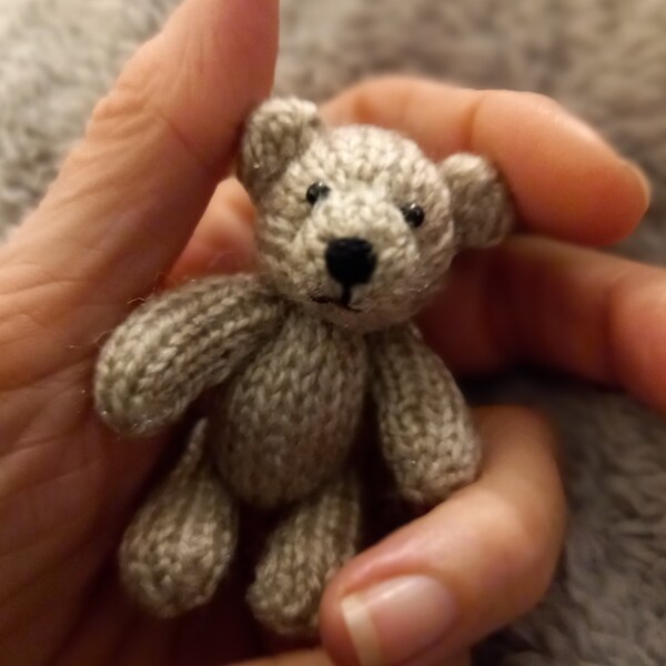 PDF Tiny Teddy Bear Knitting Pattern • Flat Knit on 2 Needles • 8cm ...