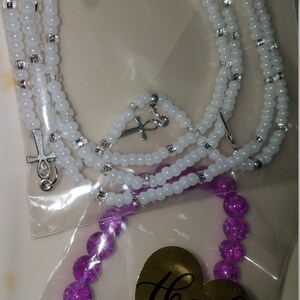 Triple 'ankh' Waist Beads, White Waist Beads, Stretch, Weight Loss ...