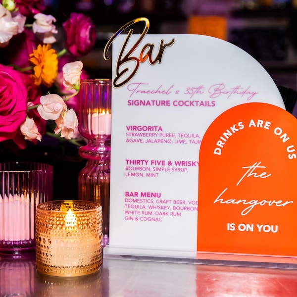 Bar Menu With 3D Cutout in Double Acrylic Arch + Scallop Edge Arch - Etsy