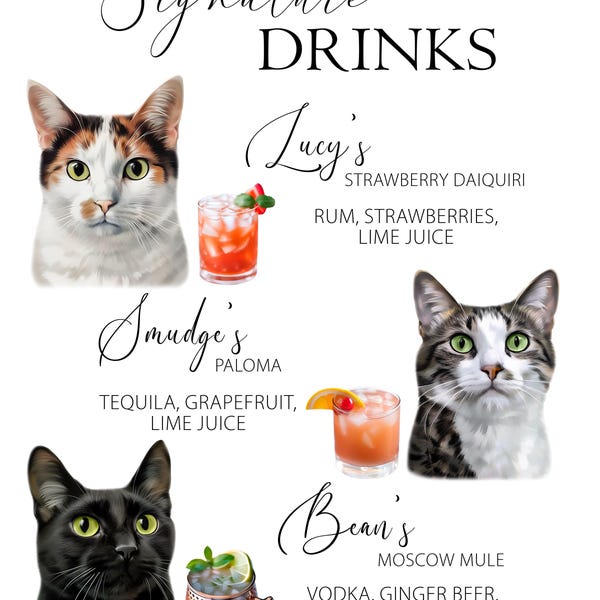 Custom Pet Bar Menu Sign His and Hers Signature Drink With Dog Custom ...